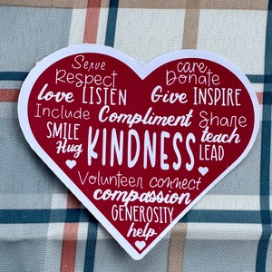 Kindness Word Cloud Heart Sticker Inspirational Handmade Gift - Etsy