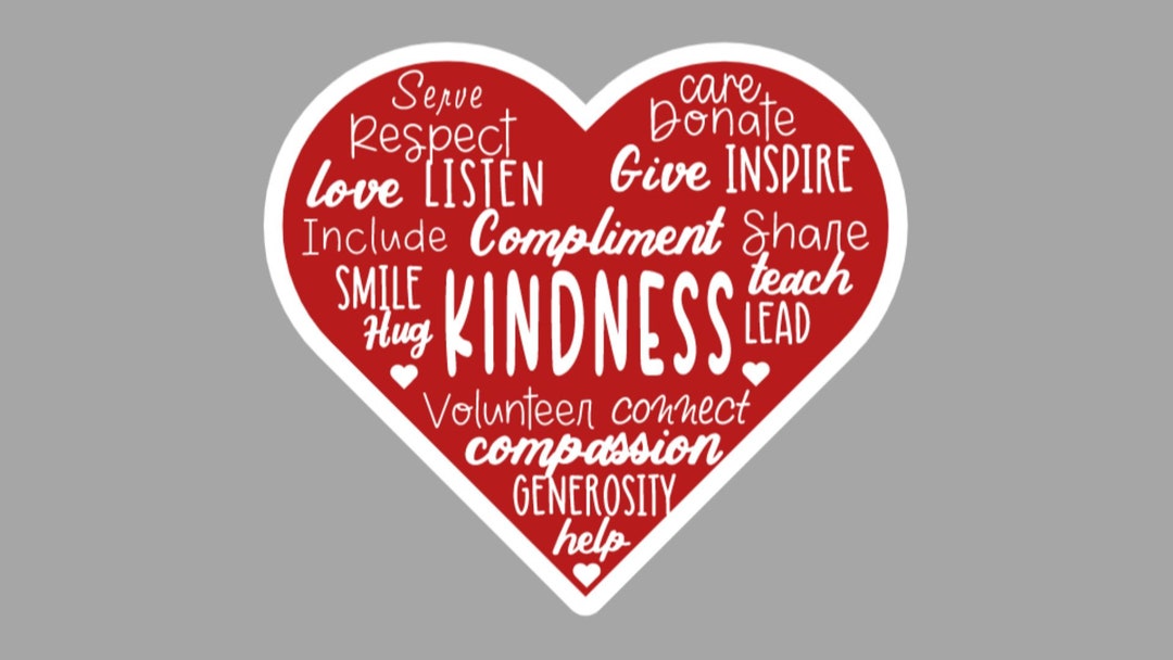 Kindness Word Cloud Heart Sticker Inspirational Handmade Gift - Etsy