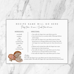 Editable Recipe Card | Watercolor Template Download | 4x6 Printable ...