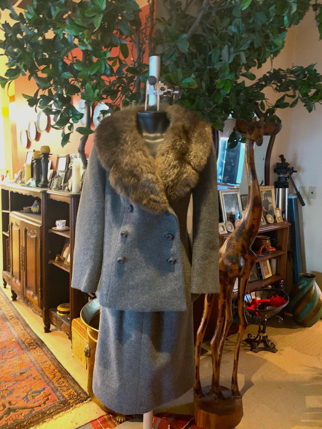 Betsy Bates Wool Suit With Fur Collar-1950's-1960 Splendid Heavy Wool ...