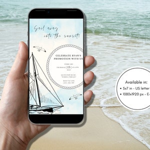 Boat Party Invitation Template, Canva Editable Text, Nautical Party ...