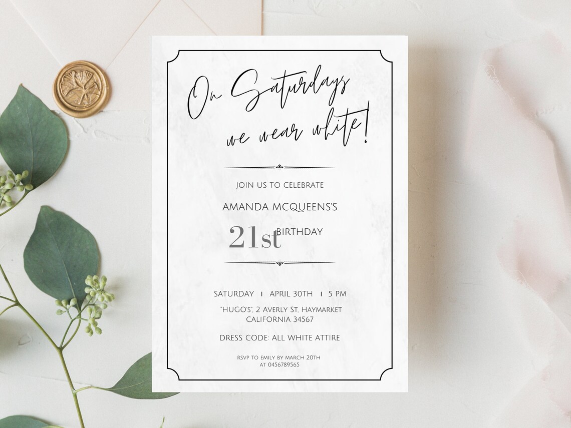 All White Party Invitation, All White Affair Invite, Birthday ...