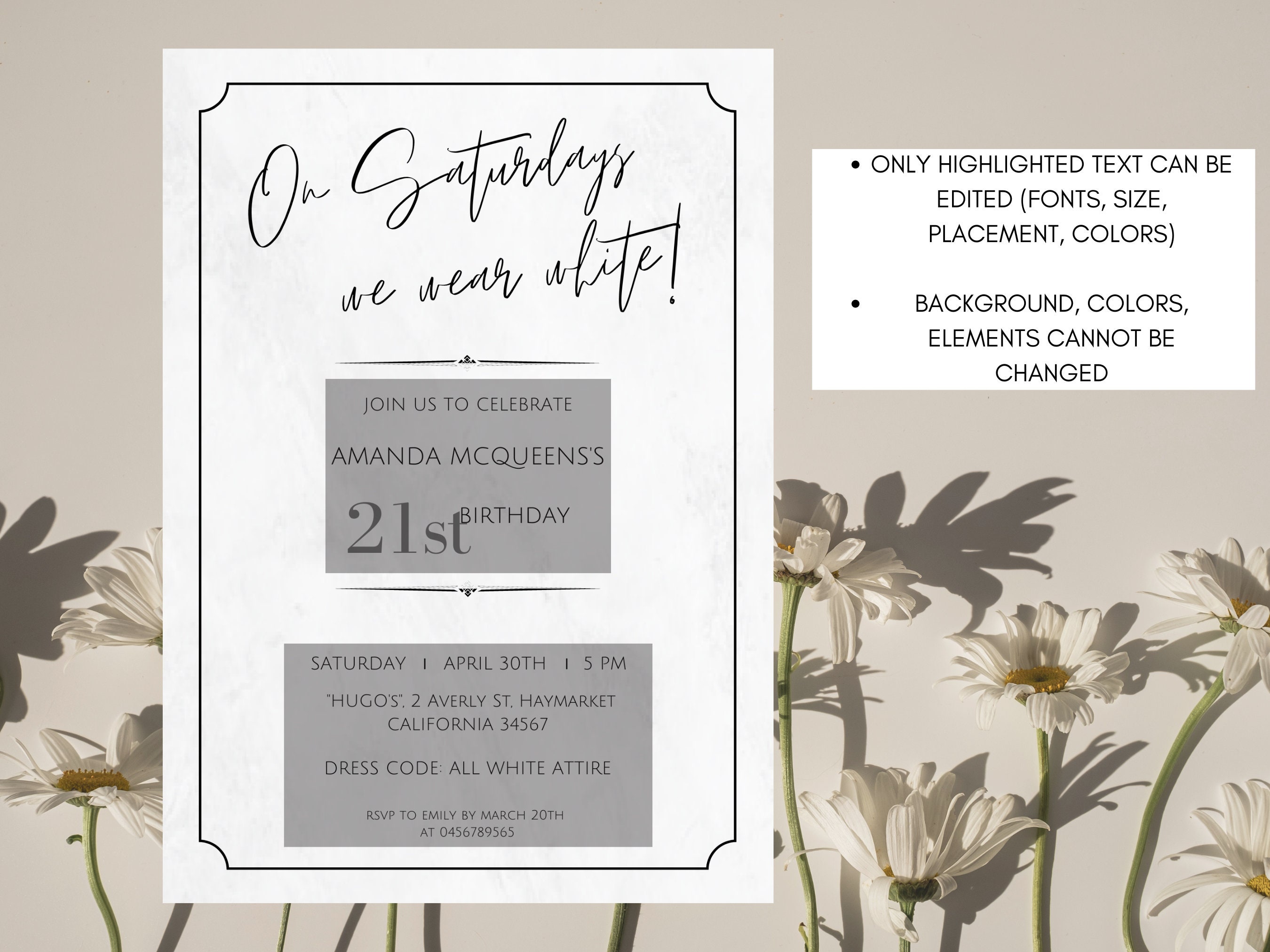 All White Party Invitation, All White Affair Invite, Birthday ...