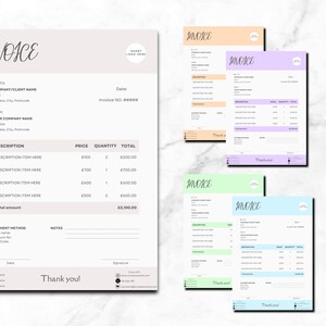 Invoice Editable Template, Printable Order Form Invoice, 5 Premade ...