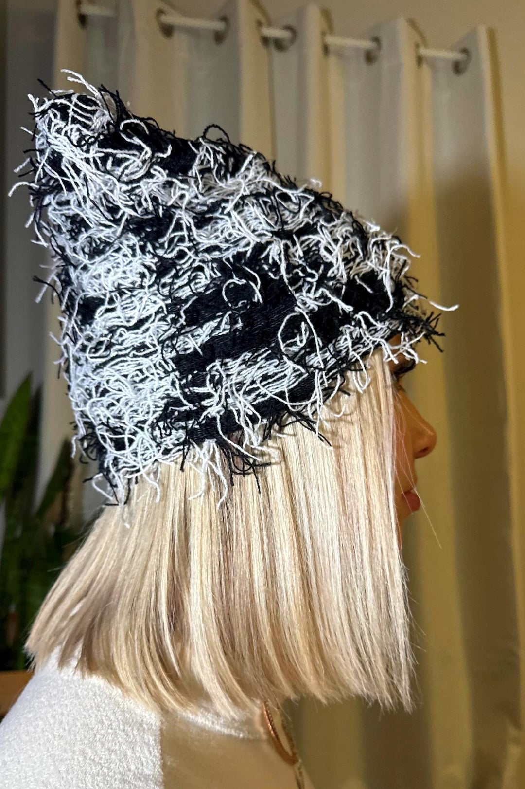 Unique Stringy Loose-thread Knit Beanie – Edgy and Artistic Winter Hat ...