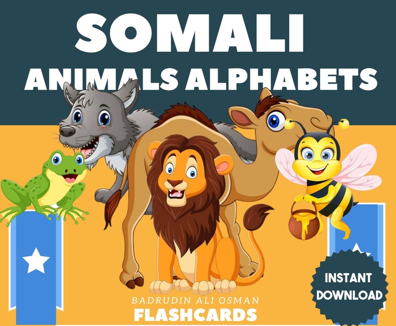 SOMALI Animal ALHPABETS Flashcards With Picture, Learning SOMALI ...