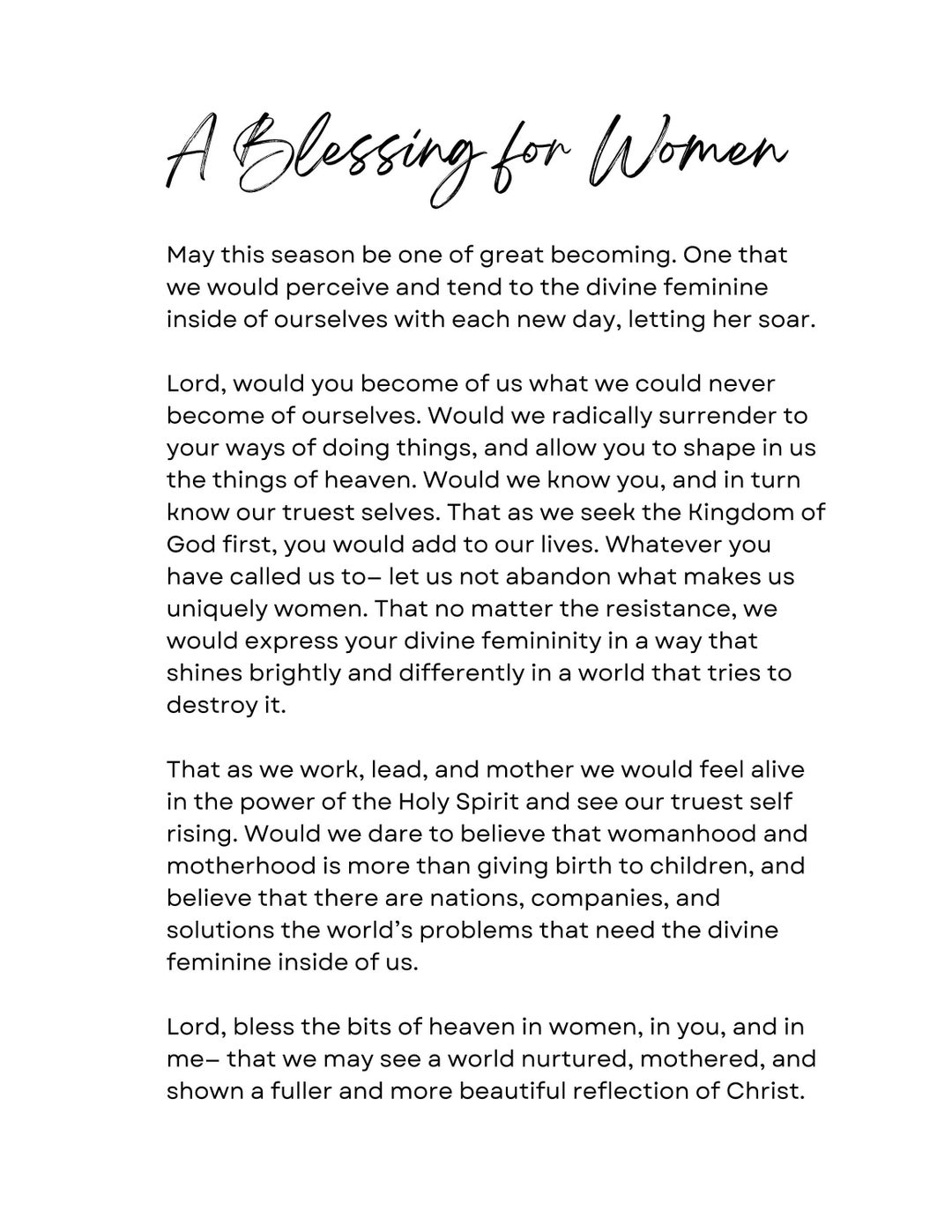 A Blessing for Women: Digital Print for Your Desk - Etsy