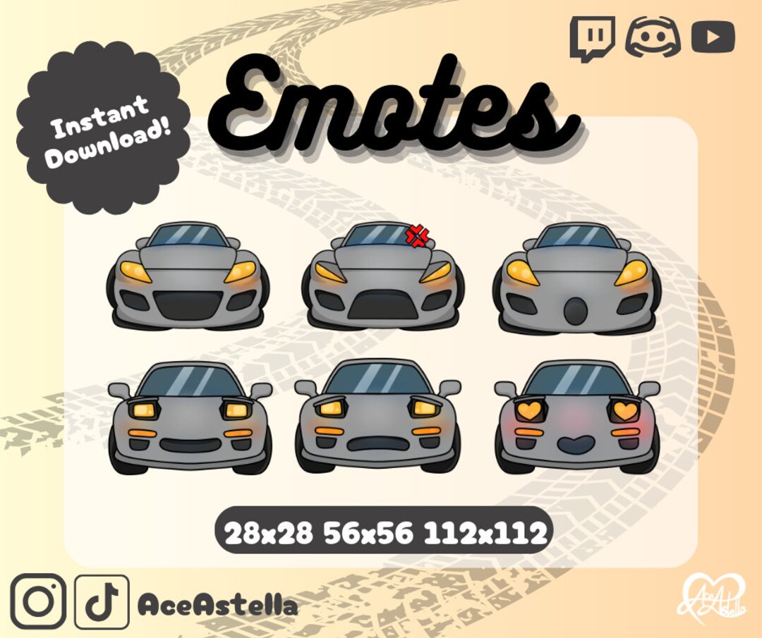 Twitch Emotes | Mazda RX-7 and Mazda RX-8 Chibi Car Emotes | Unique ...