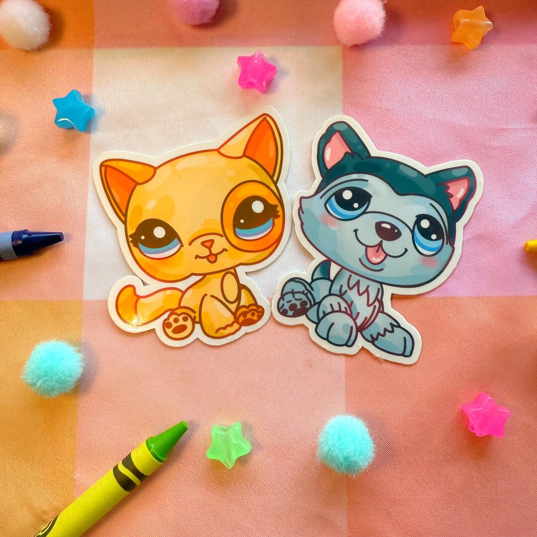 LPS Animal Stickers | Y2K Kids Toys Nostalgia Cute Pet Shop Animal ...