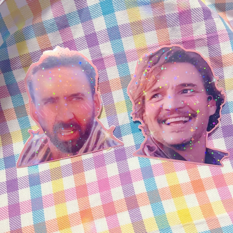 Pedro Pascal and Nicholas Cage Car Peekers Holographic - Etsy