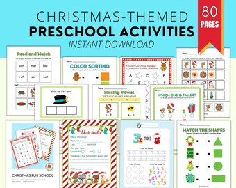Homeschool Printables Pre-k-toddler Learning Christmas - Etsy