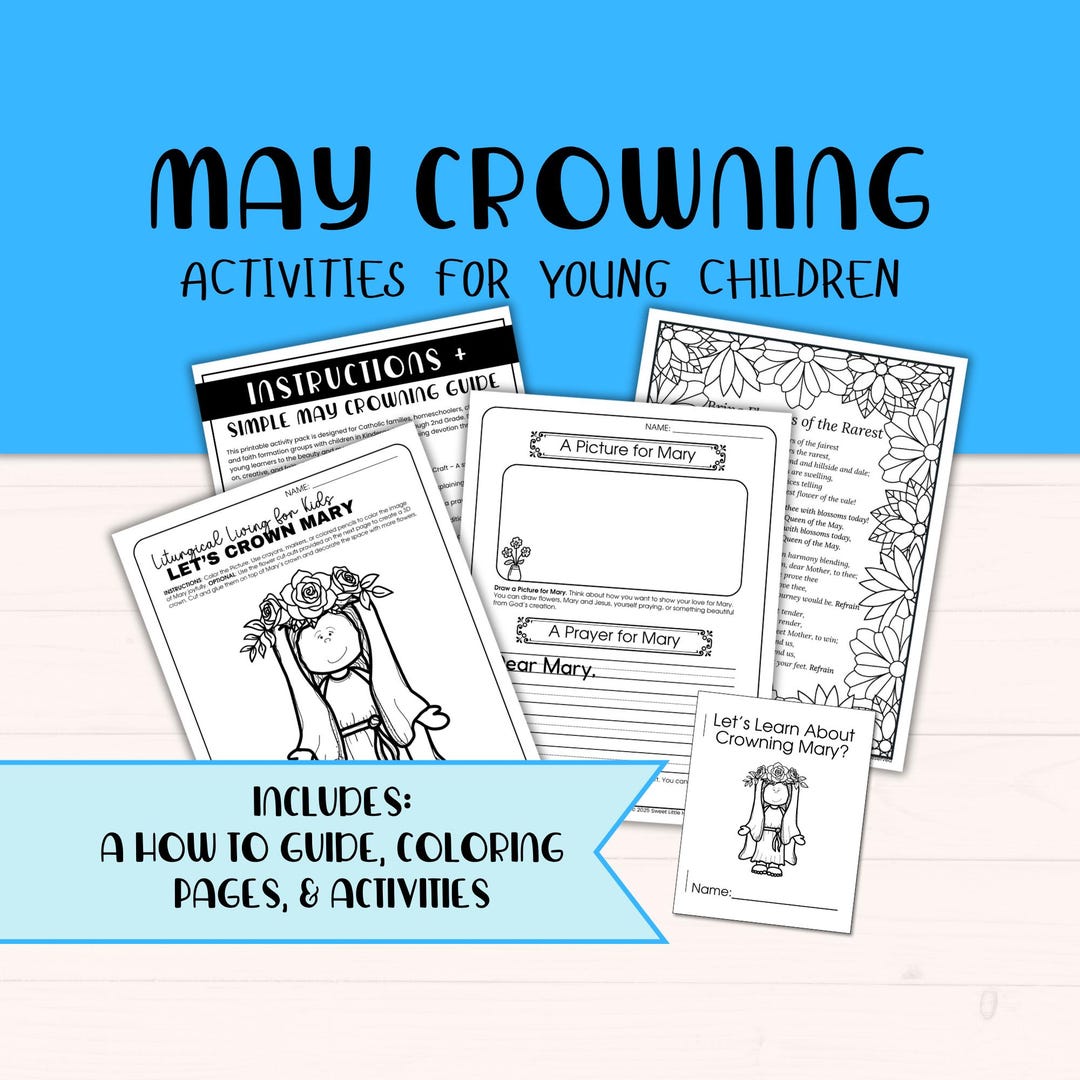 Mary Crowning Activity Pack for Kids | Catholic May Devotion Printable ...