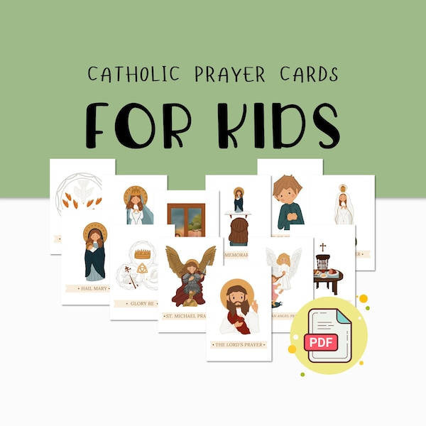 Catholic Prayer Cards for Kids Catholic Education Our Father, Hail Mary ...