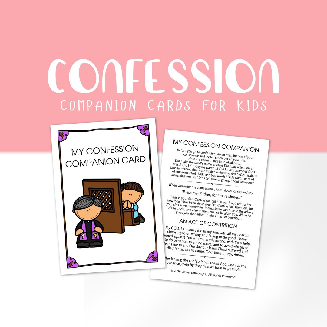 Examination of Conscience Confession Prayer Cards for Kids for Catholic ...