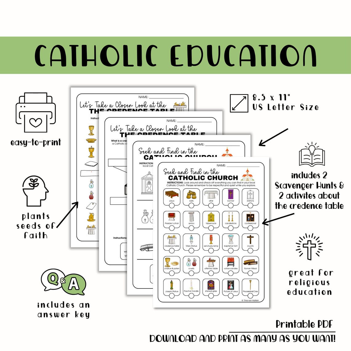 Catholic Church Scavenger Hunt and Credence Table Activities - Catholic ...
