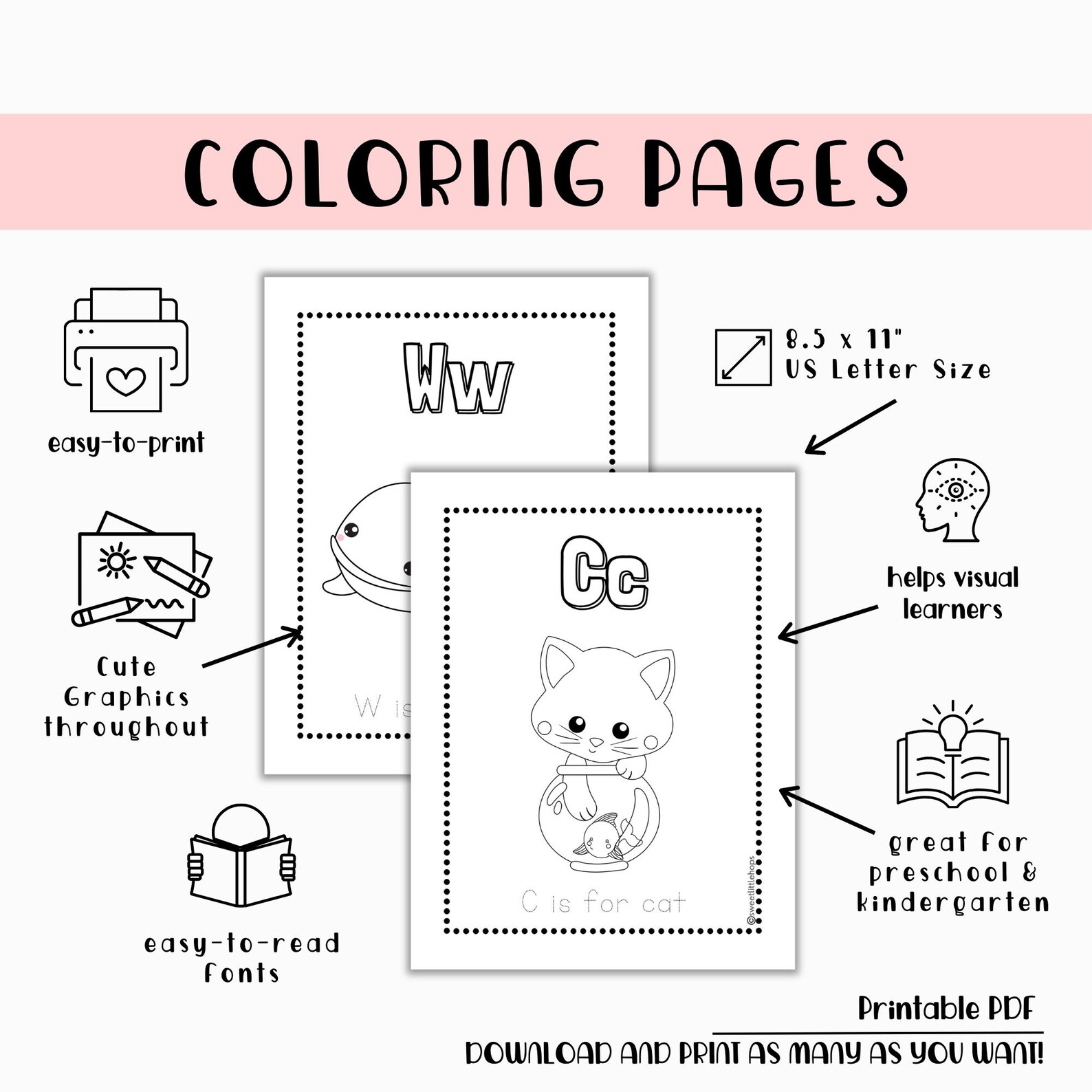 Preschool Coloring Pages for Alphabet Learning | Preschool Letter of ...