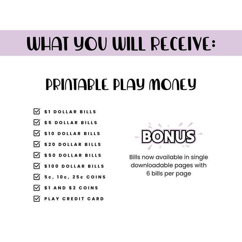 Printable Play Money for Kids, Pretend Play Currency for Toddlers and ...