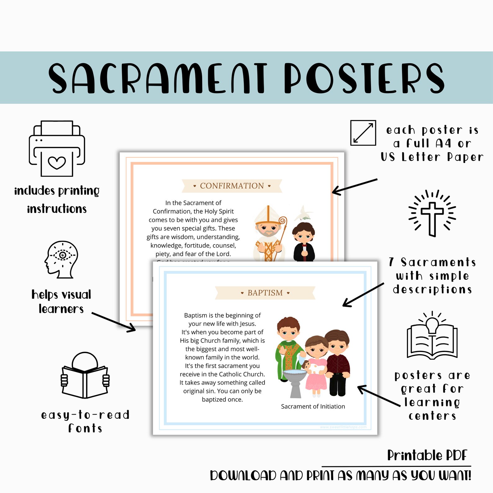 Seven Sacraments Posters for Catholic Kids | Catholic Education ...