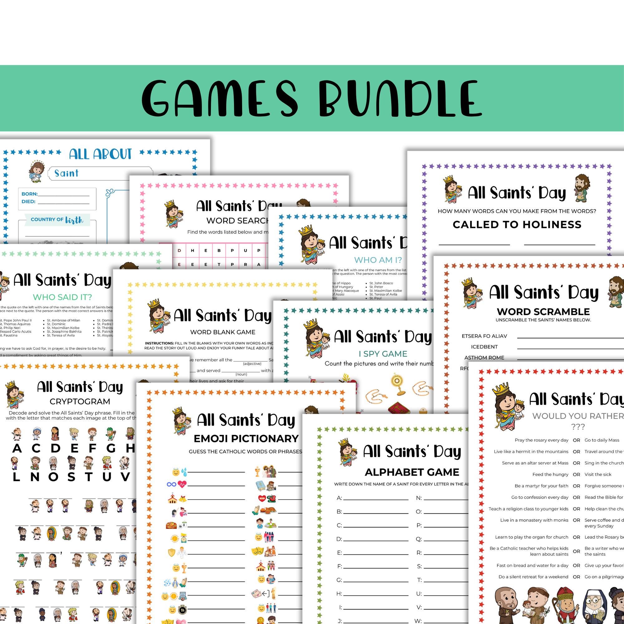 All Saints' Day Games Bundle | Catholic Education | Catholic Homeschool ...