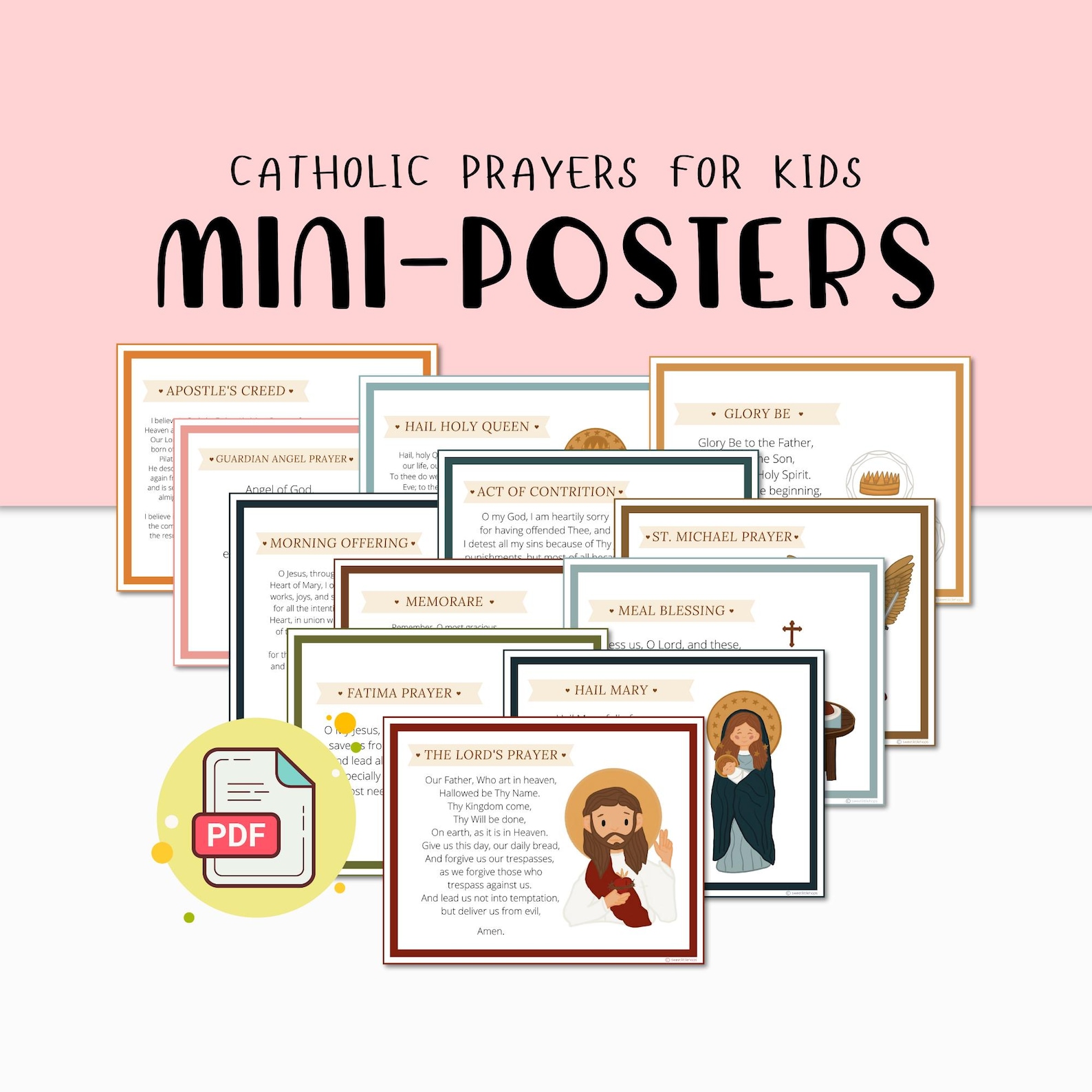 Catholic Prayers Mini-posters for Catholic Kids | Catholic Education ...