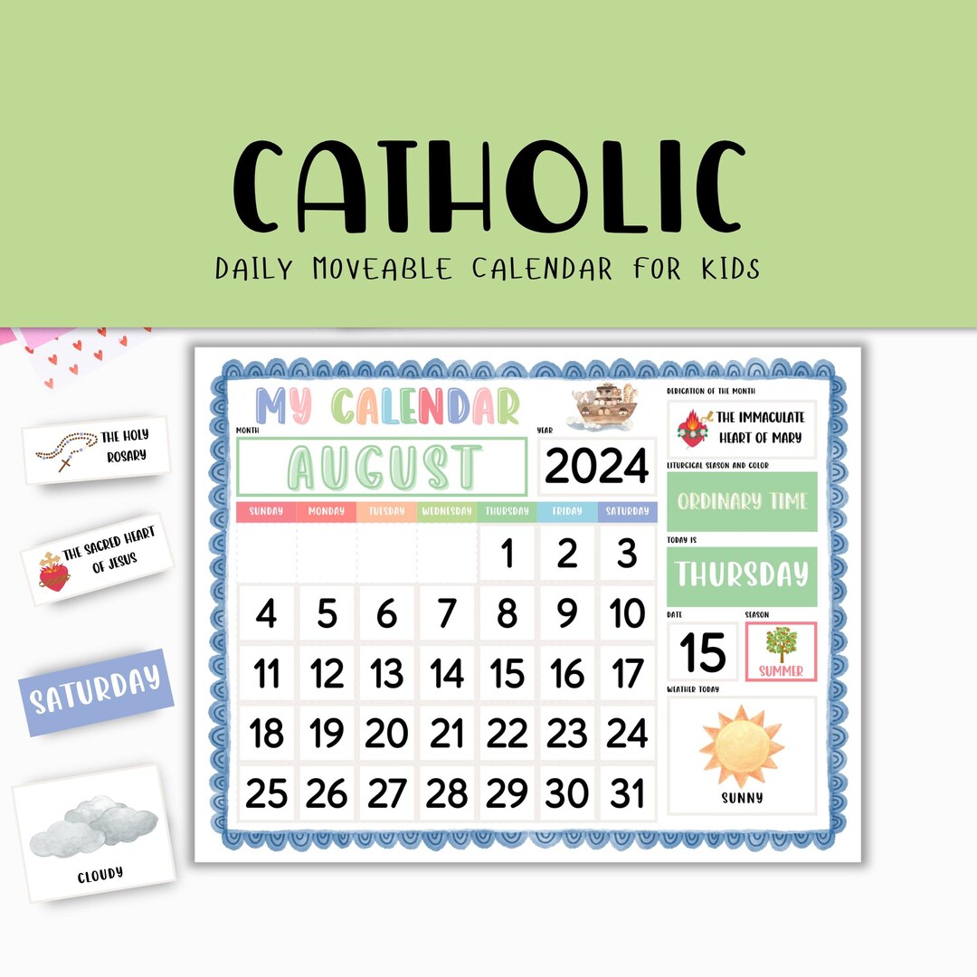 Daily Learning Calendar for Catholic Kids | Catholic Preschool ...