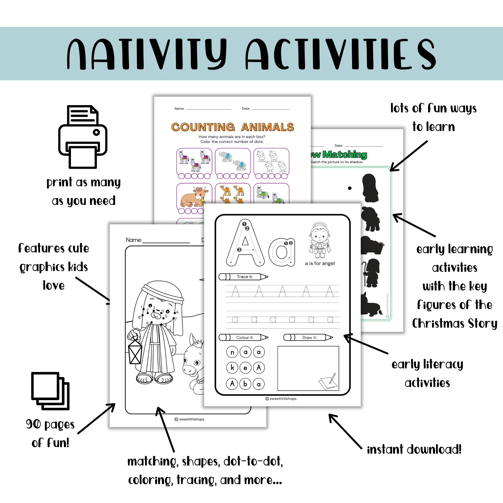 Nativity-themed Preschool Activity Bundle | Preschool/kindergarten ...