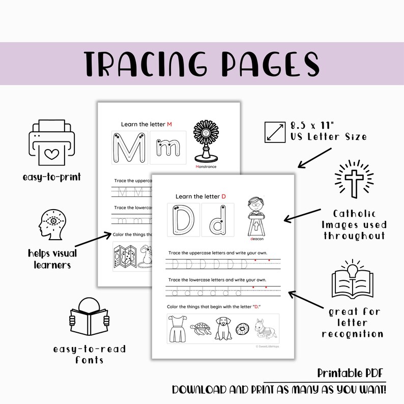 Catholic ABC Tracing Pages for Preschool | Catholic Preschool Letter of ...