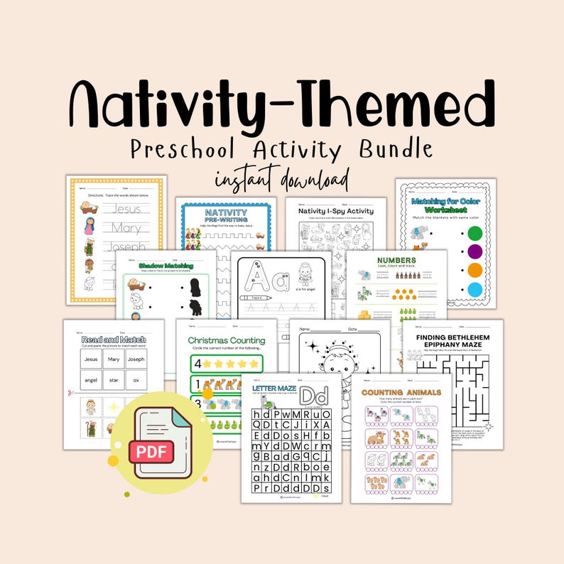 Nativity-themed Preschool Activity Bundle | Preschool/kindergarten ...