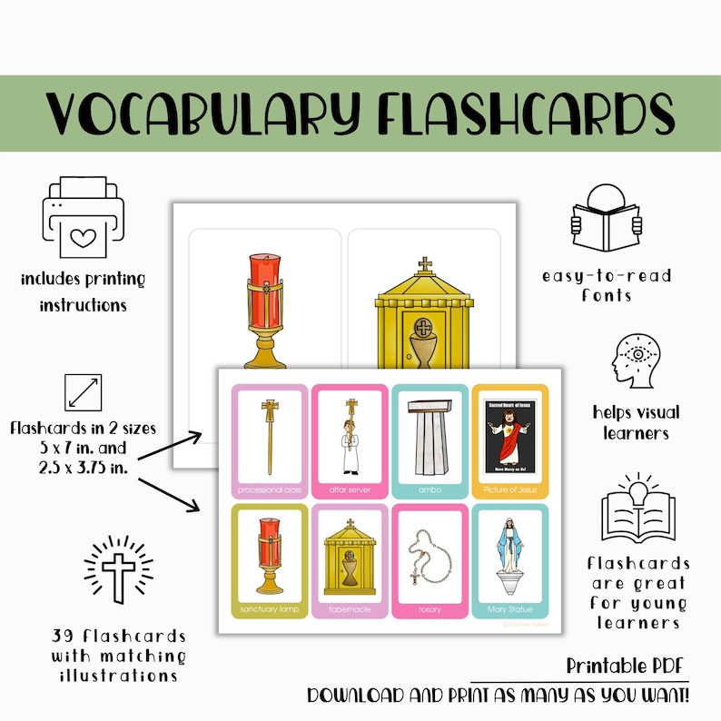 Catholic Vocabulary Flashcards | Religious Education (digital Download ...
