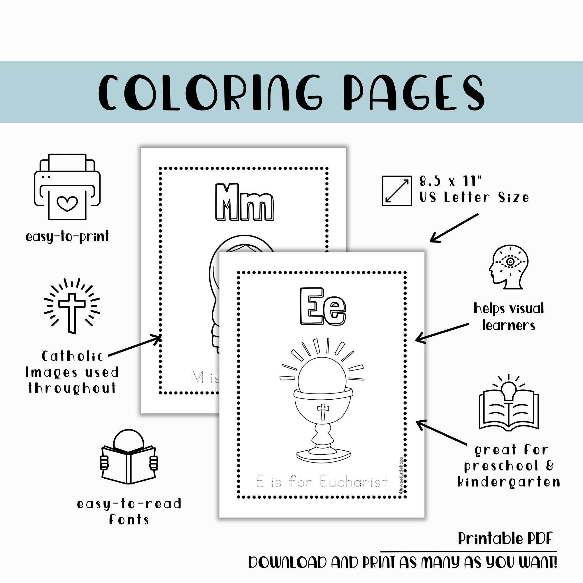 Catholic Coloring Pages for Alphabet Learning | Catholic Preschool ...
