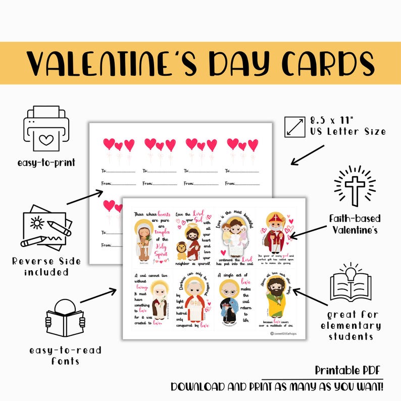 Catholic Saint Valentine's Day Cards for Kids (digital Download) - Etsy