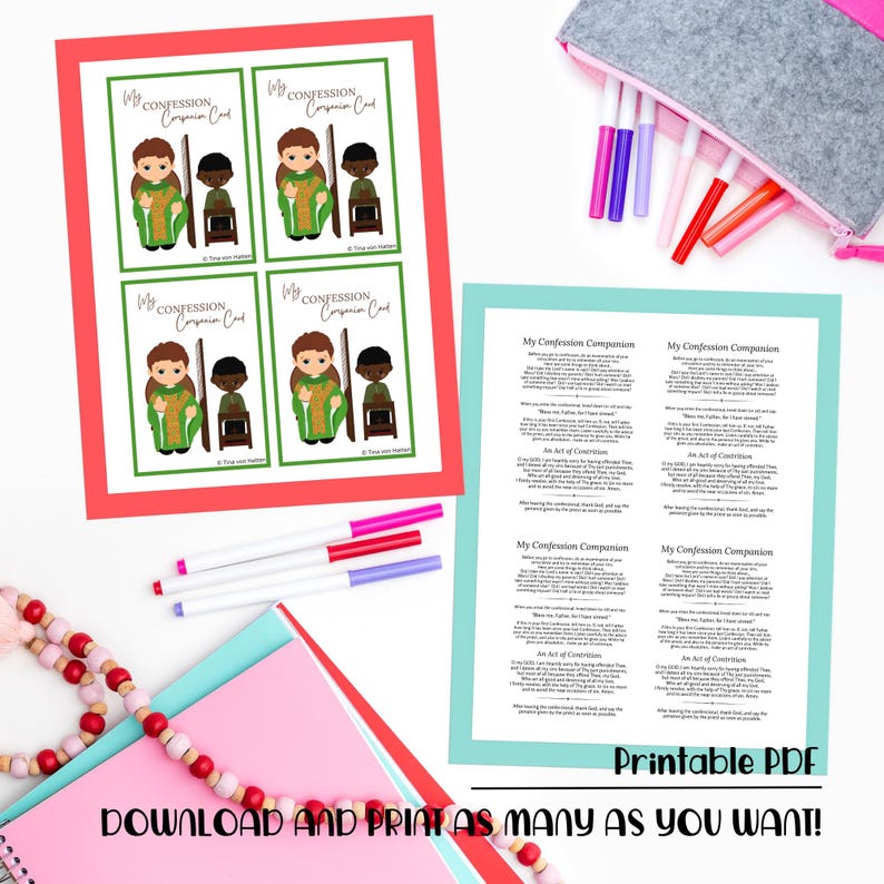 First Confession Companion Cards for Kids | Catholic Prayers (digital ...