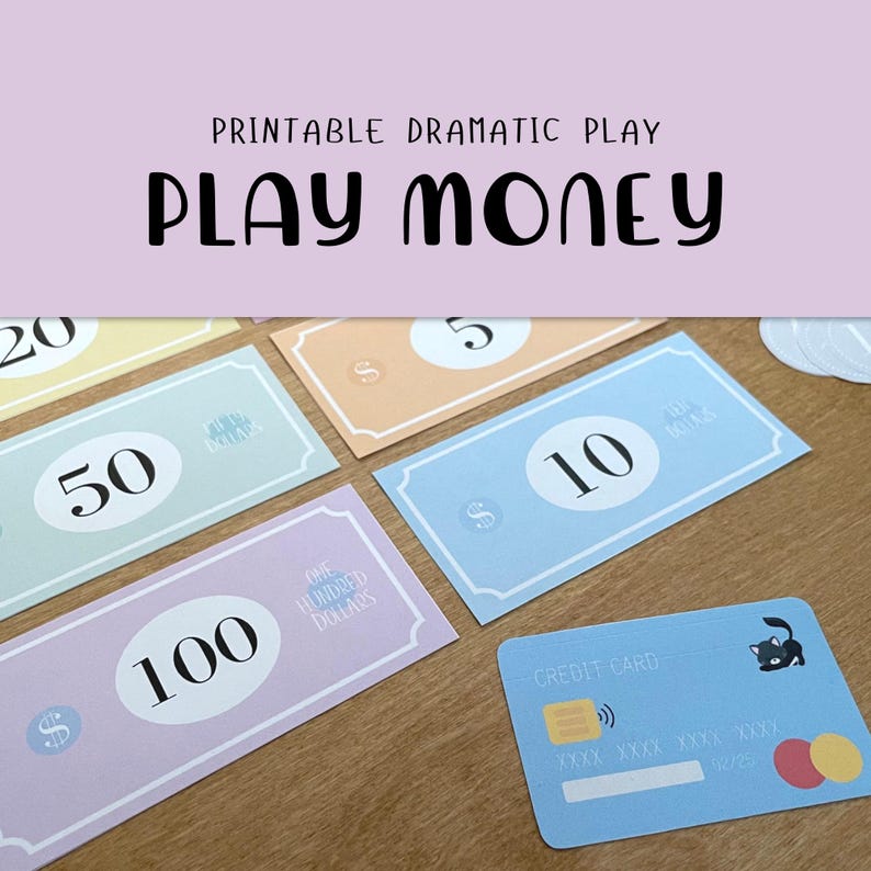 Printable Play Money for Kids, Pretend Play Currency for Toddlers and ...