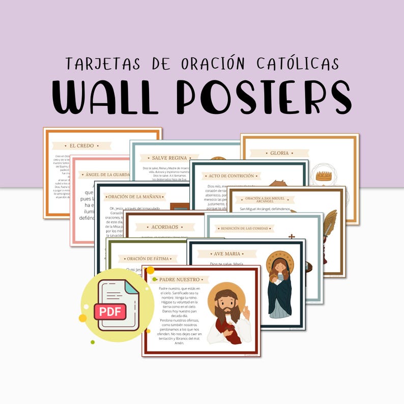 Spanish Catholic Prayer Posters for Children | Religious Education ...