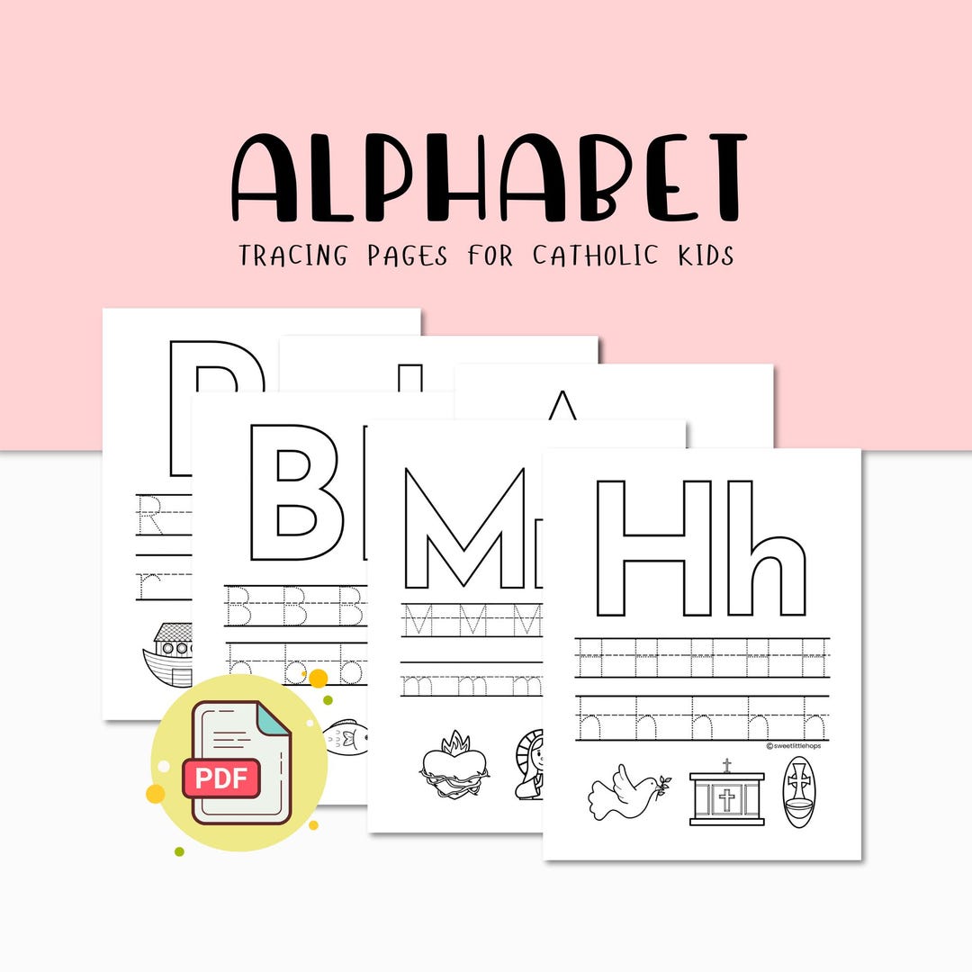 Catholic Alphabet Coloring Pages, Preschool ABC Tracing (digital ...