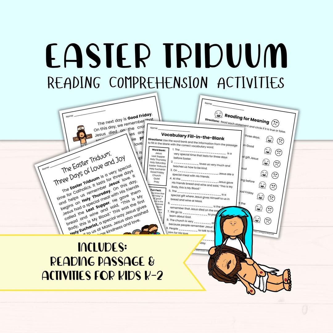 Holy Triduum Activity Pack – Catholic Easter Printables Grades K-2 (PDF ...