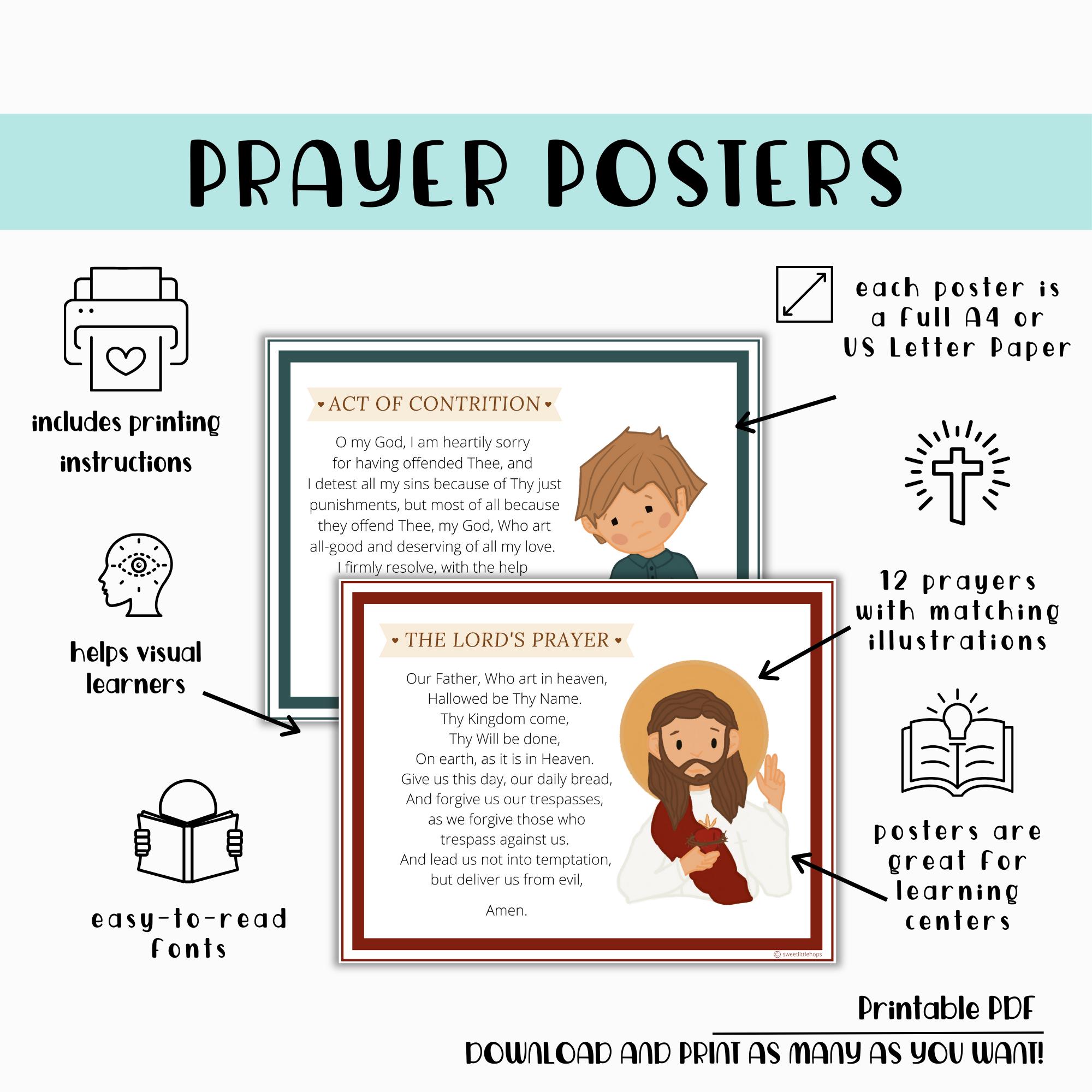 Traditional Catholic Prayer Posters for Children | Catholic Education ...
