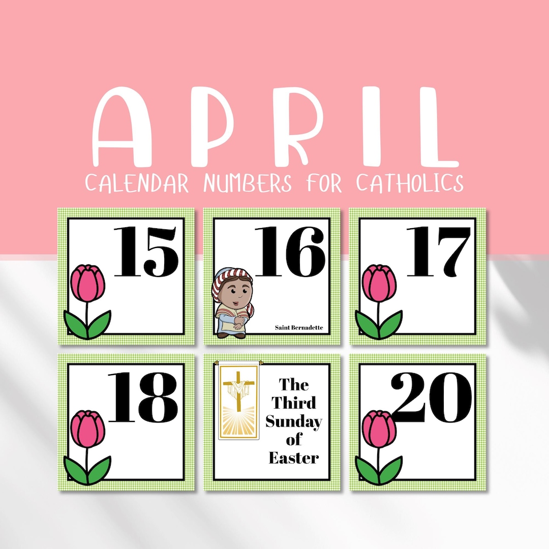 April Calendar Numbers – Classroom Pocket Chart Cards for Catholic ...