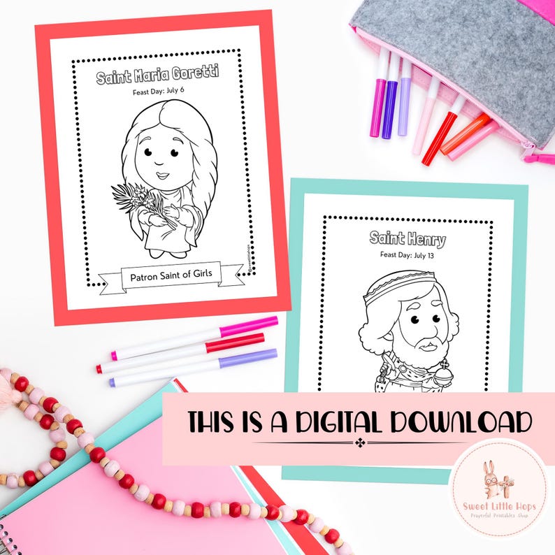 July Feasts Catholic Coloring Pages - Catholic Education - July Saints ...