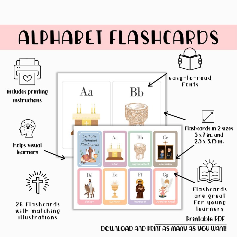 Catholic Alphabet Flashcards | Religious Education (digital Download ...