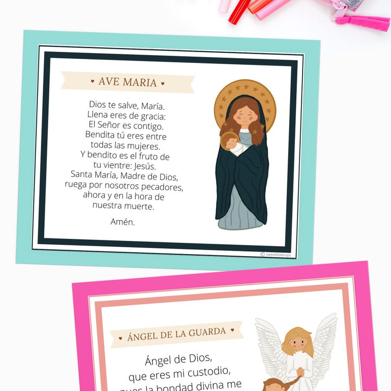 Spanish Catholic Prayer Posters for Children | Religious Education ...