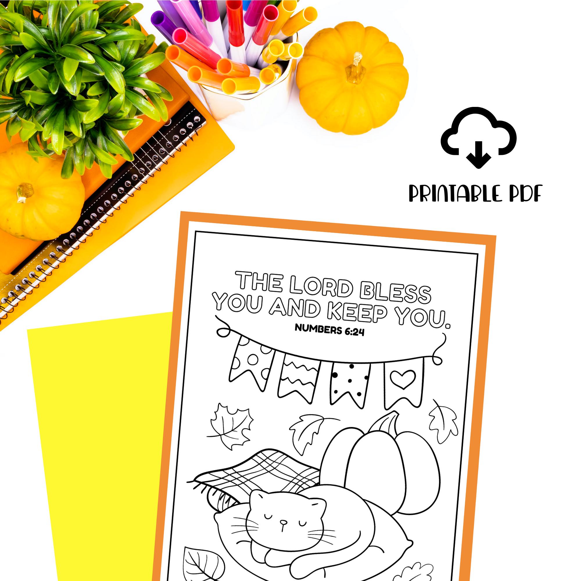 Fall Bible Verse Coloring Pages, Christian Kids Activity (digital ...