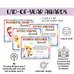 Catholic End of Year Awards | Watercolor Printable Certificates (PDF ...