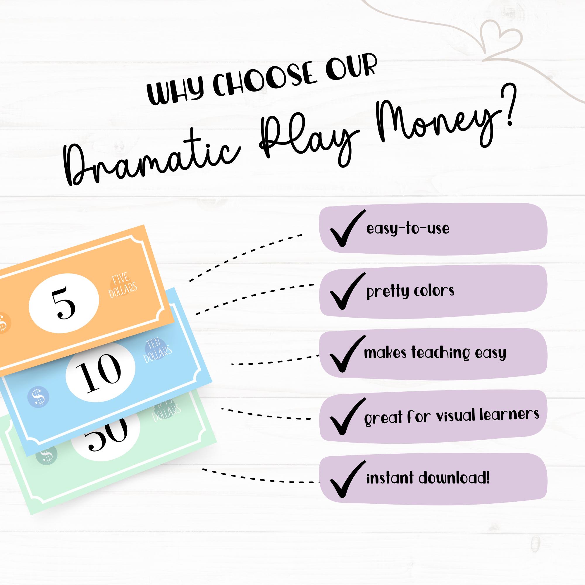 Printable Play Money for Kids, Pretend Play Currency for Toddlers and ...