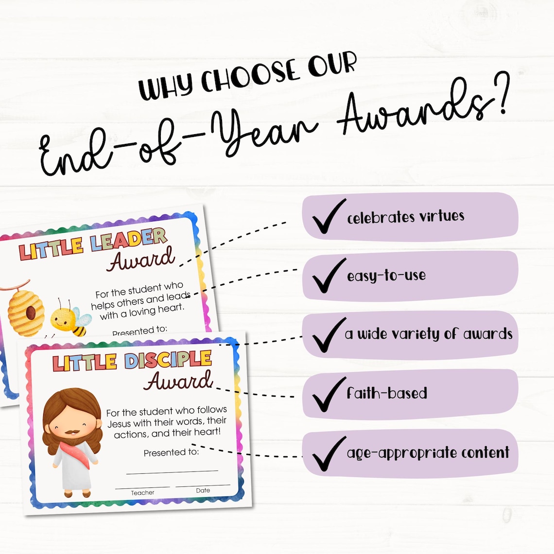 Catholic End of Year Awards | Watercolor Printable Certificates (PDF ...