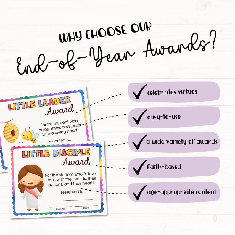 Catholic End of Year Awards | Watercolor Printable Certificates (PDF ...