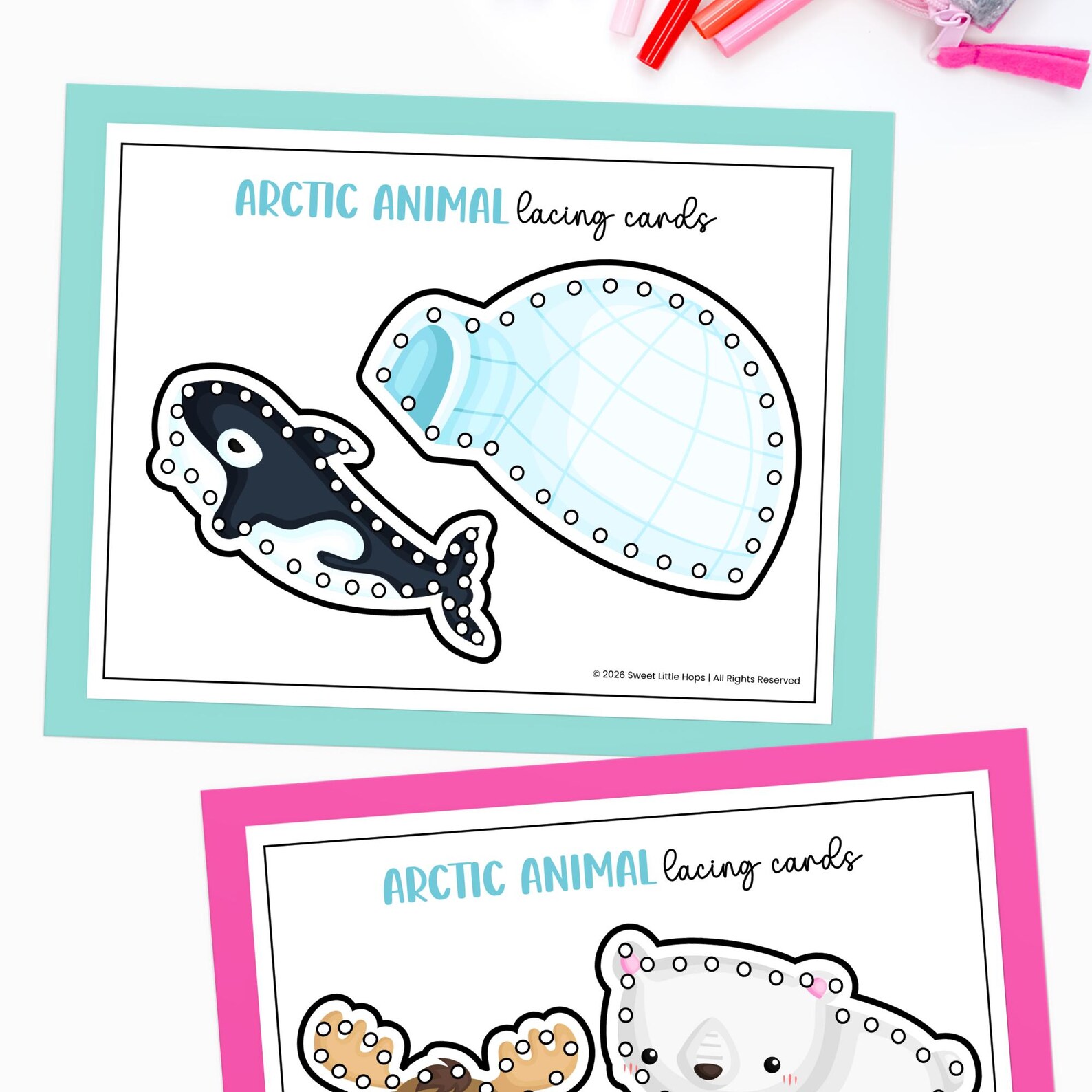 Arctic Animal Winter Lacing Cards | Homeschool & Preschool Fine Motor ...