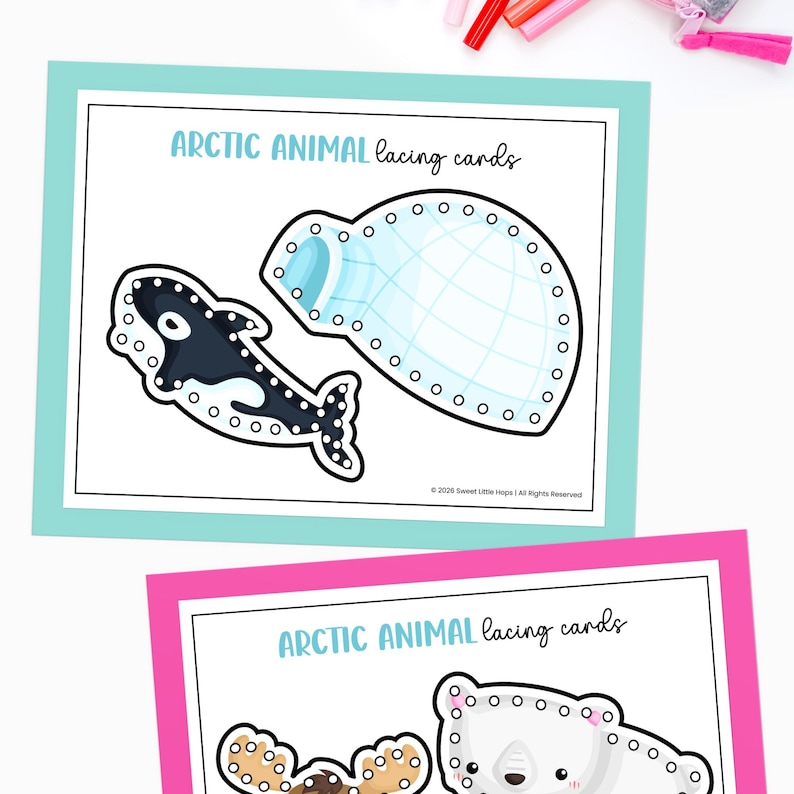 Arctic Animal Winter Lacing Cards | Homeschool & Preschool Fine Motor ...