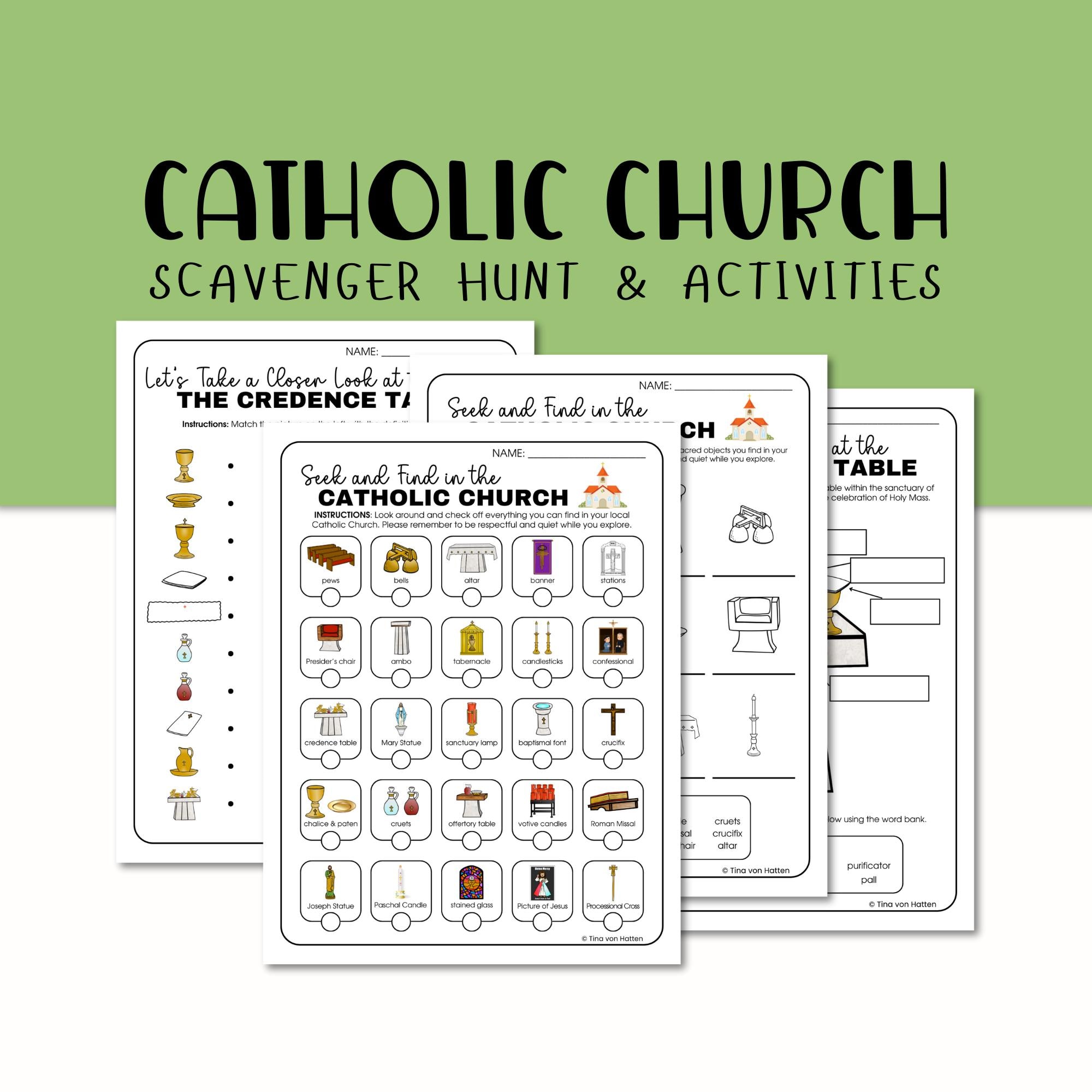 Catholic Church Scavenger Hunt and Credence Table Activities - Catholic ...