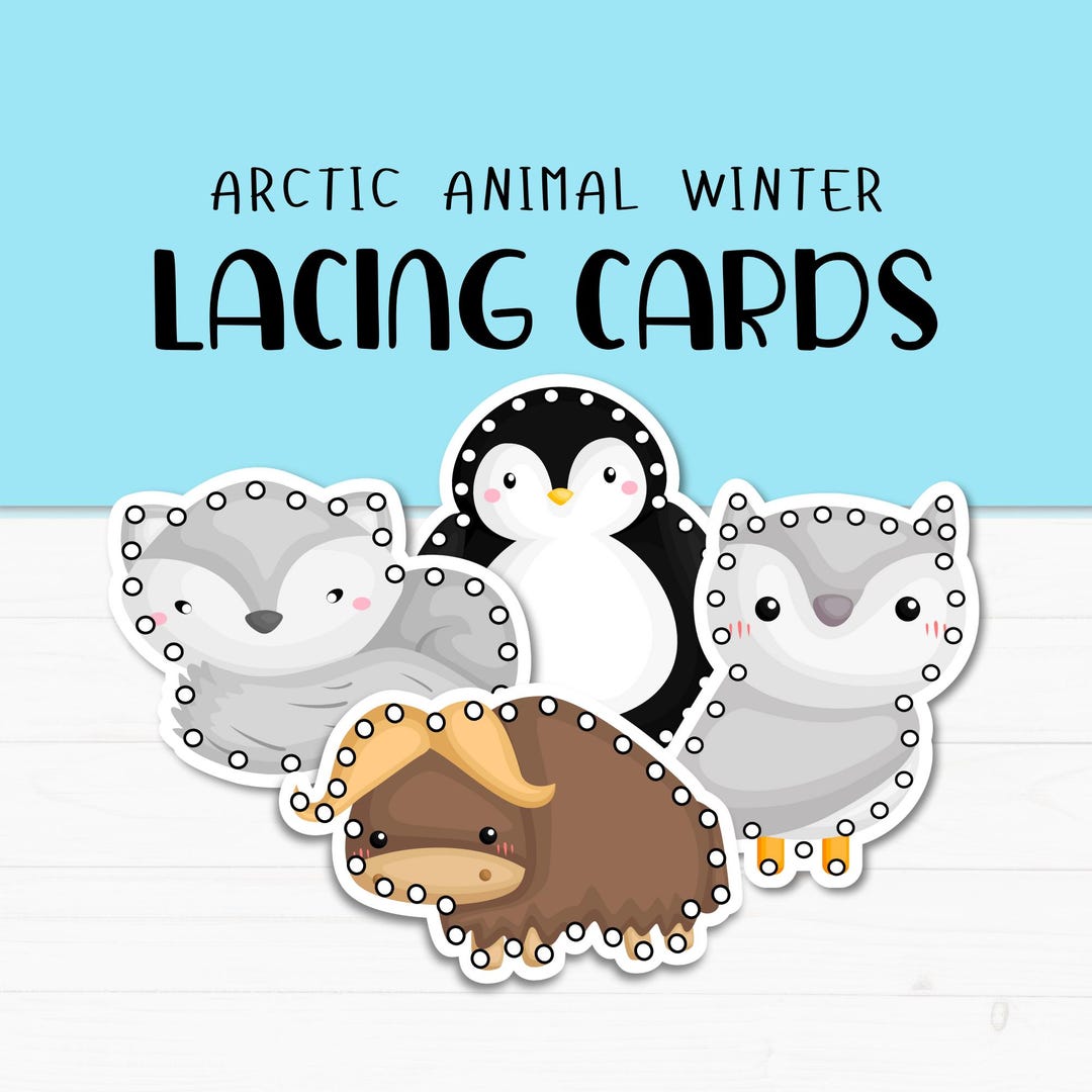 Arctic Animal Winter Lacing Cards | Homeschool & Preschool Fine Motor ...